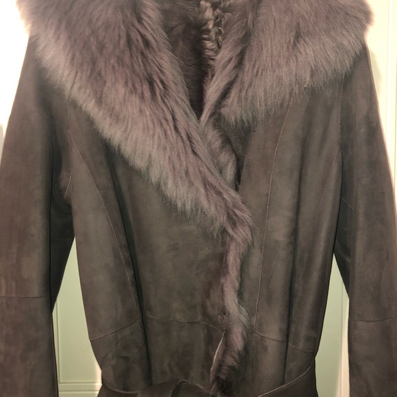 Jackets & Coats | Goes Brand Neiman Marcus Tags Stunning Gray Shearling ...